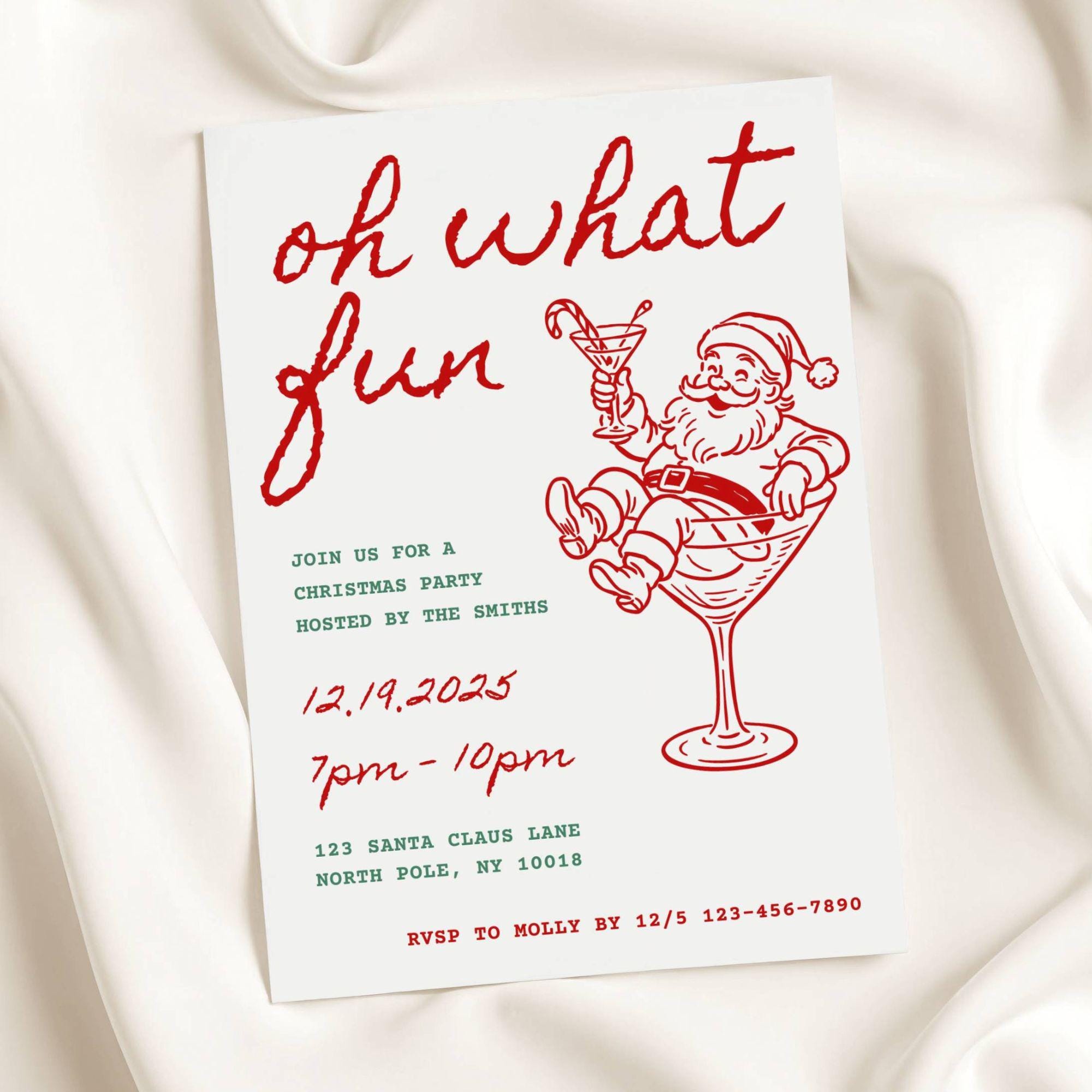 Oh What Fun Christmas Party Invitation Template (editable Printable) - Etsy