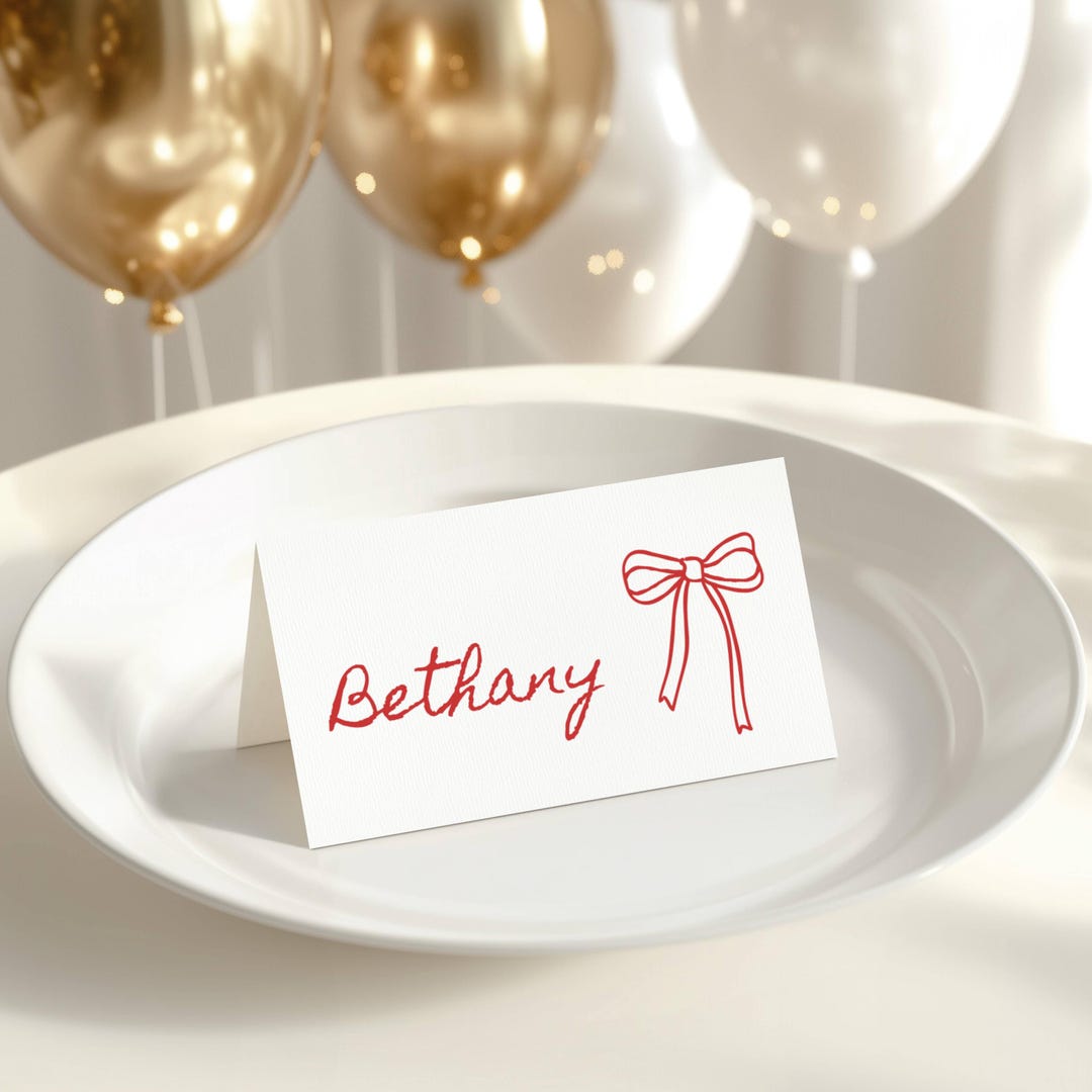 Printable Christmas Dinner Name Place Card, Editable Template, Holiday ...