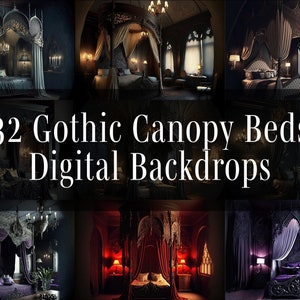 Gothic Canopy Beds Digital Backdrops, Portrait Backdrop Overlays ...