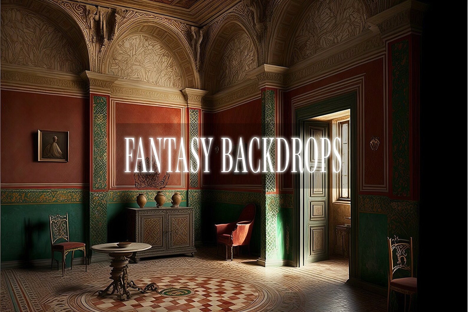 Mediterranean Rooms Digital Backdrops, Portrait Backdrop Overlays ...