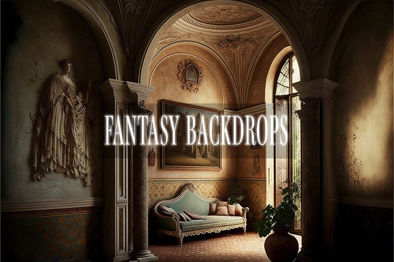 Mediterranean Rooms Digital Backdrops, Portrait Backdrop Overlays ...