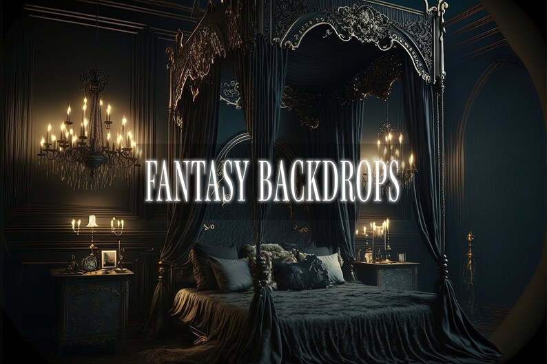 Gothic Canopy Beds Digital Backdrops, Portrait Backdrop Overlays ...