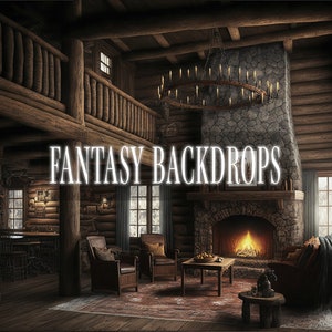Luxe Cabin Rooms Digital Backdrops, Portrait Backdrop Overlays, Studio ...