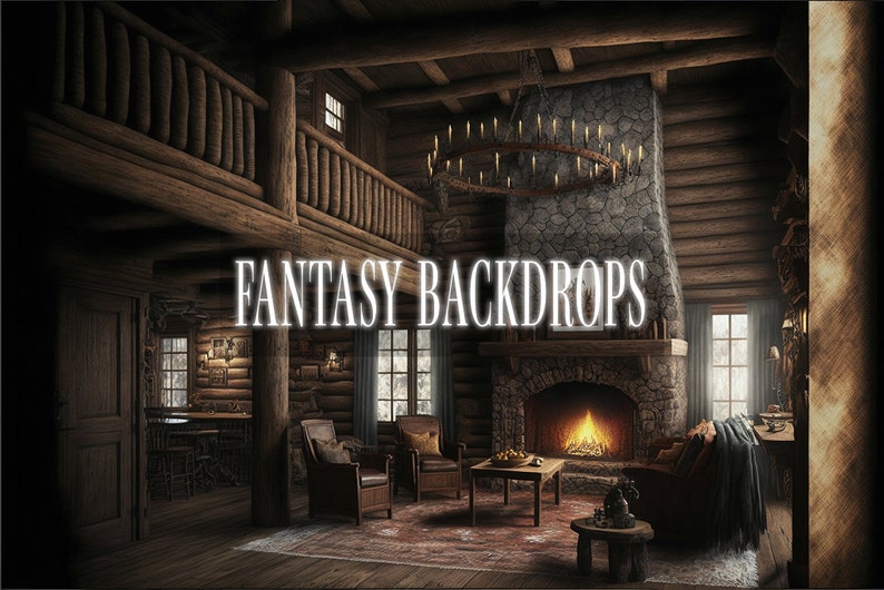 Luxe Cabin Rooms Digital Backdrops, Portrait Backdrop Overlays, Studio ...