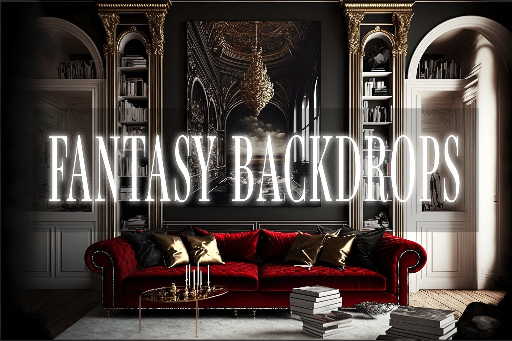 Luxe Mansions Dark Digital Backdrops, Portrait Backdrop Overlays ...