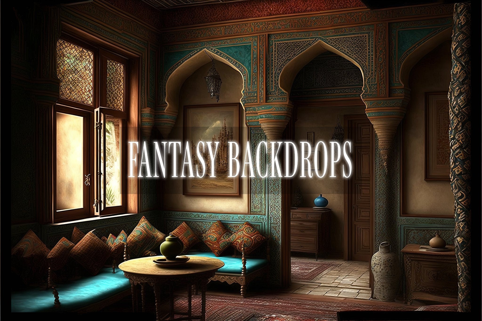 Middle Eastern Rooms Digital Backdrops, Portrait Backdrop Overlays ...