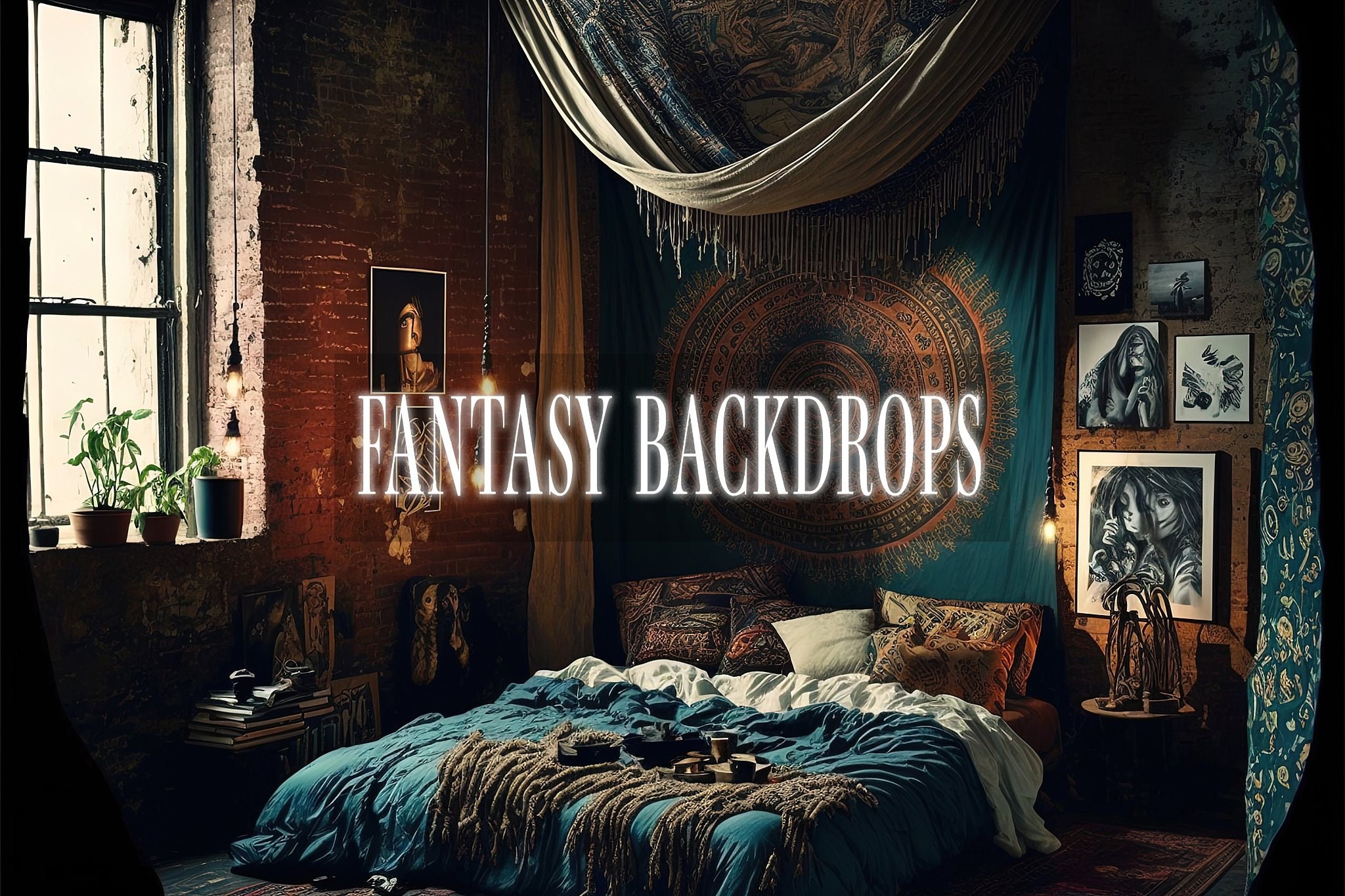 Rugged Urban Rooms Digital Backdrops, Portrait Backdrop Overlays ...