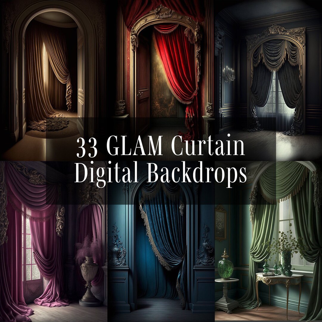 GLAM Curtains Digital Backdrops, Portrait Backdrop Overlays, Studio ...