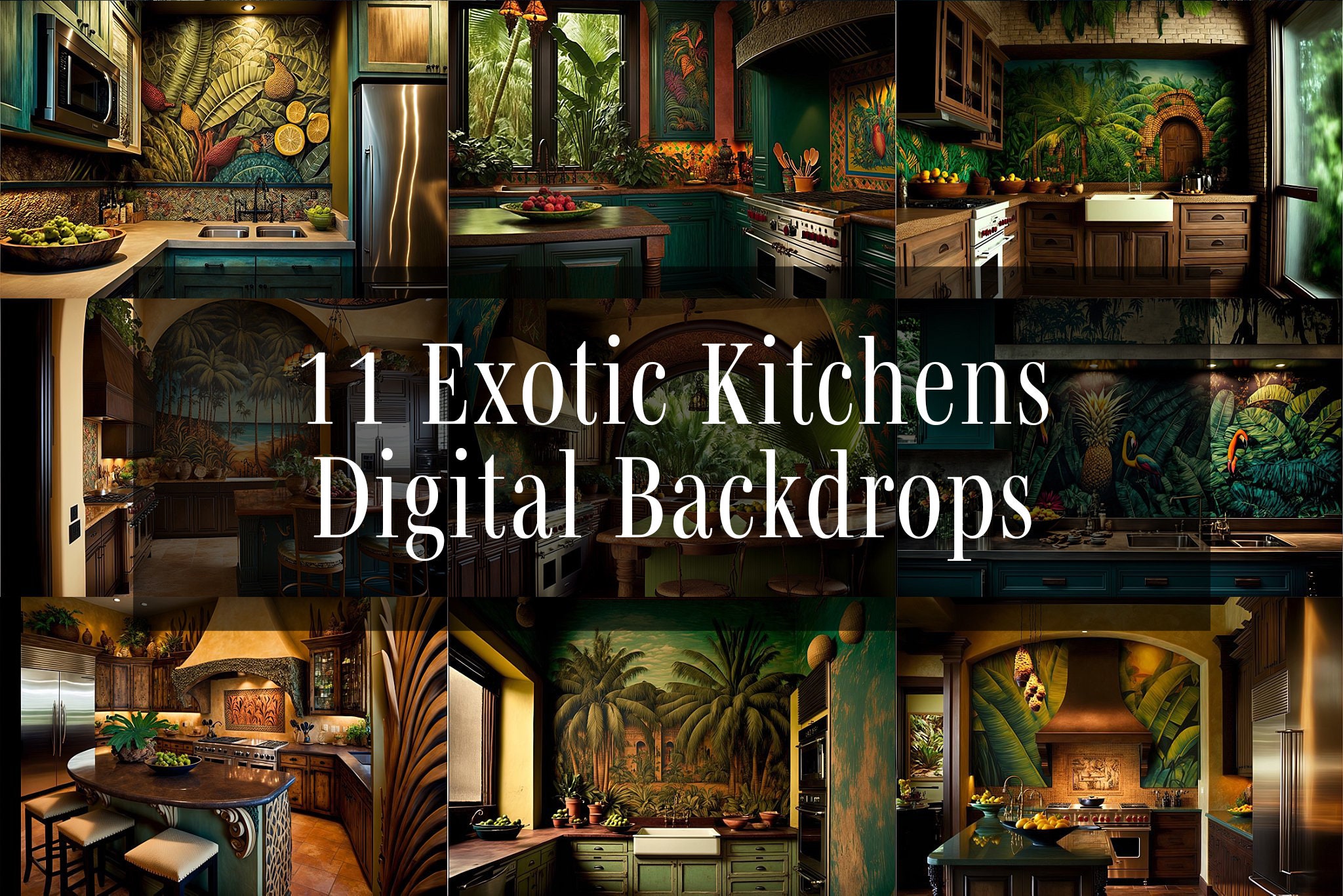 Exotic Kitchens Digital Backdrops, Portrait Backdrop Overlays, Studio ...