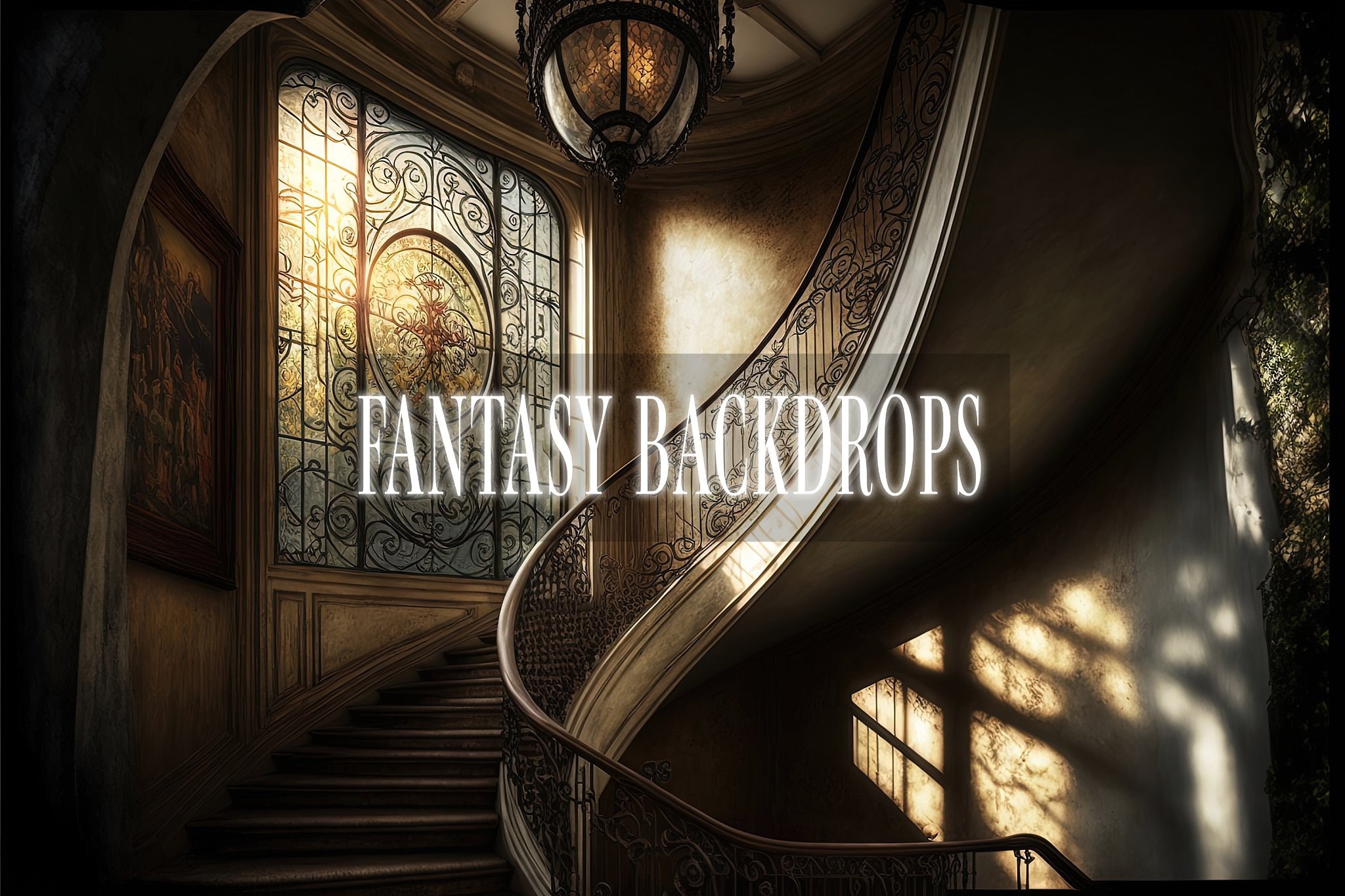 Mansion Staircases Digital Backdrops, Portrait Backdrop Overlays ...