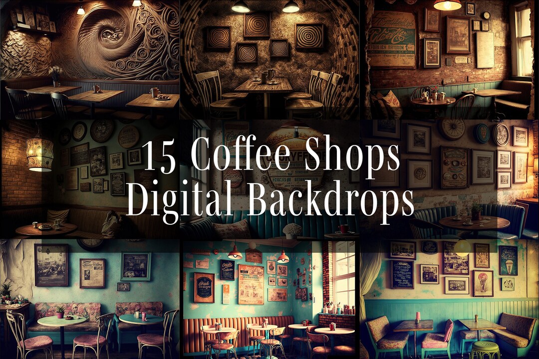 Coffee Shops Digital Backdrops, Portrait Backdrop Overlays, Studio ...