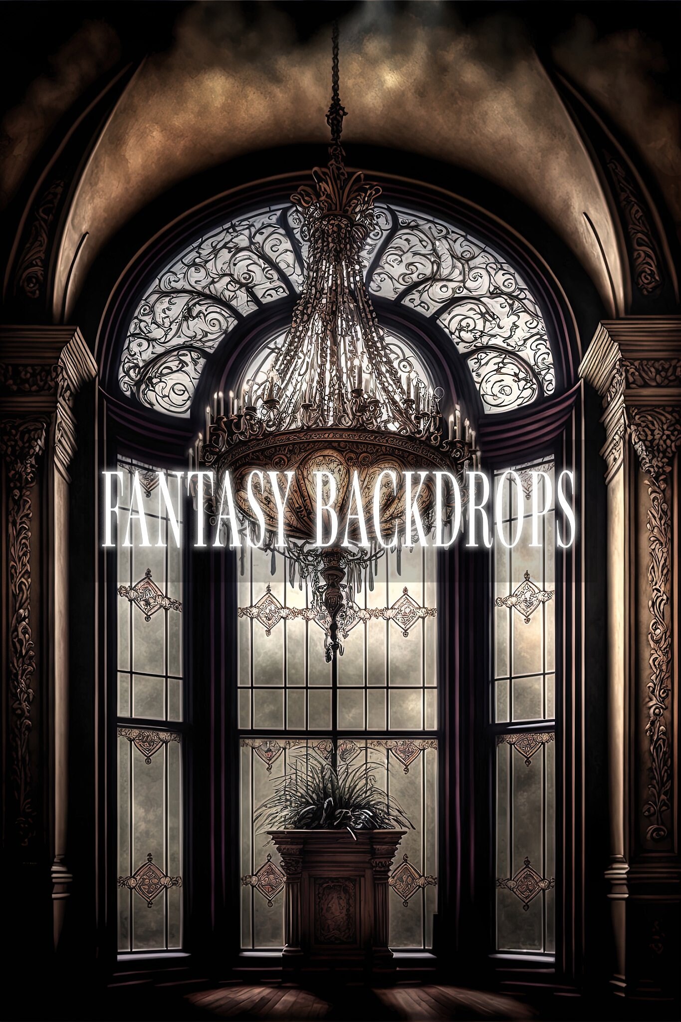 Grand Mansion Windows Digital Backdrops, Portrait Backdrop Overlays ...