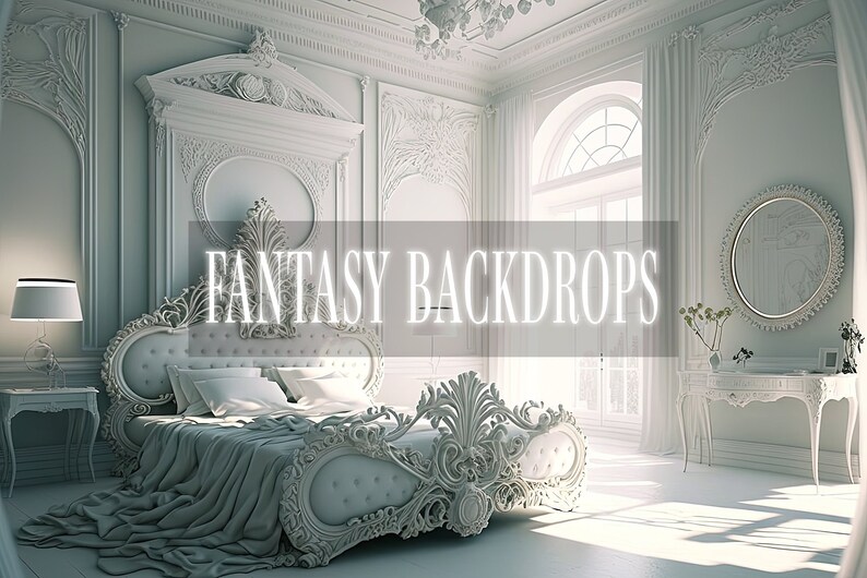 GLAM White Rooms Digital Backdrops, Portrait Backdrop Overlays, Studio ...