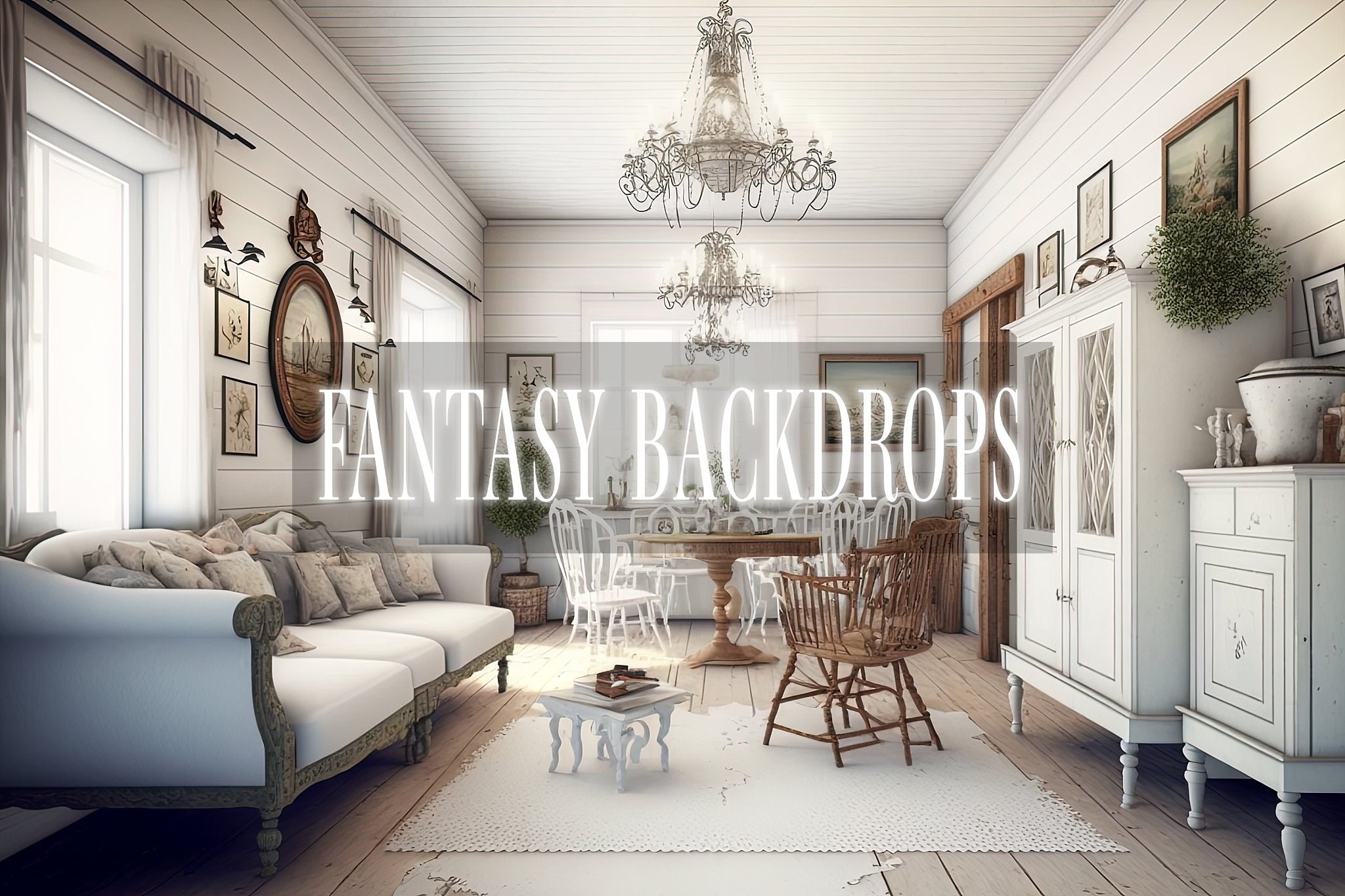 Light Rustic Rooms Digital Backdrops, Portrait Backdrop Overlays ...