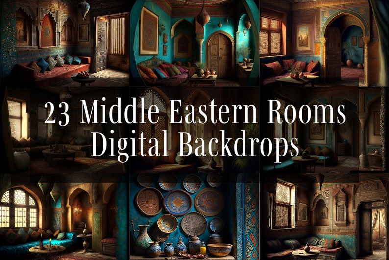 Middle Eastern Rooms Digital Backdrops, Portrait Backdrop Overlays ...