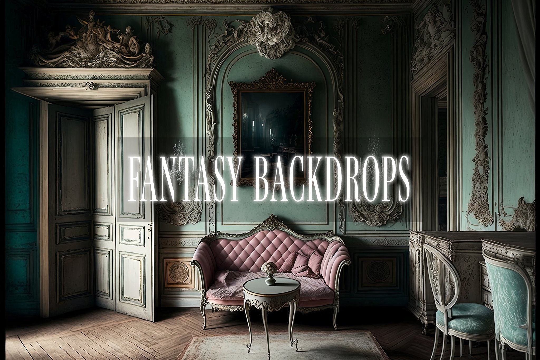 Baroque Rooms Digital Backdrops, Portrait Backdrop Overlays, Studio ...