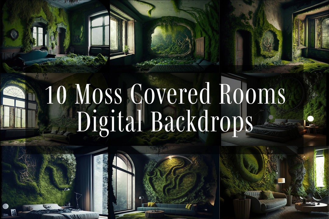 Moss Covered Rooms Digital Backdrops, Portrait Backdrop Overlays ...