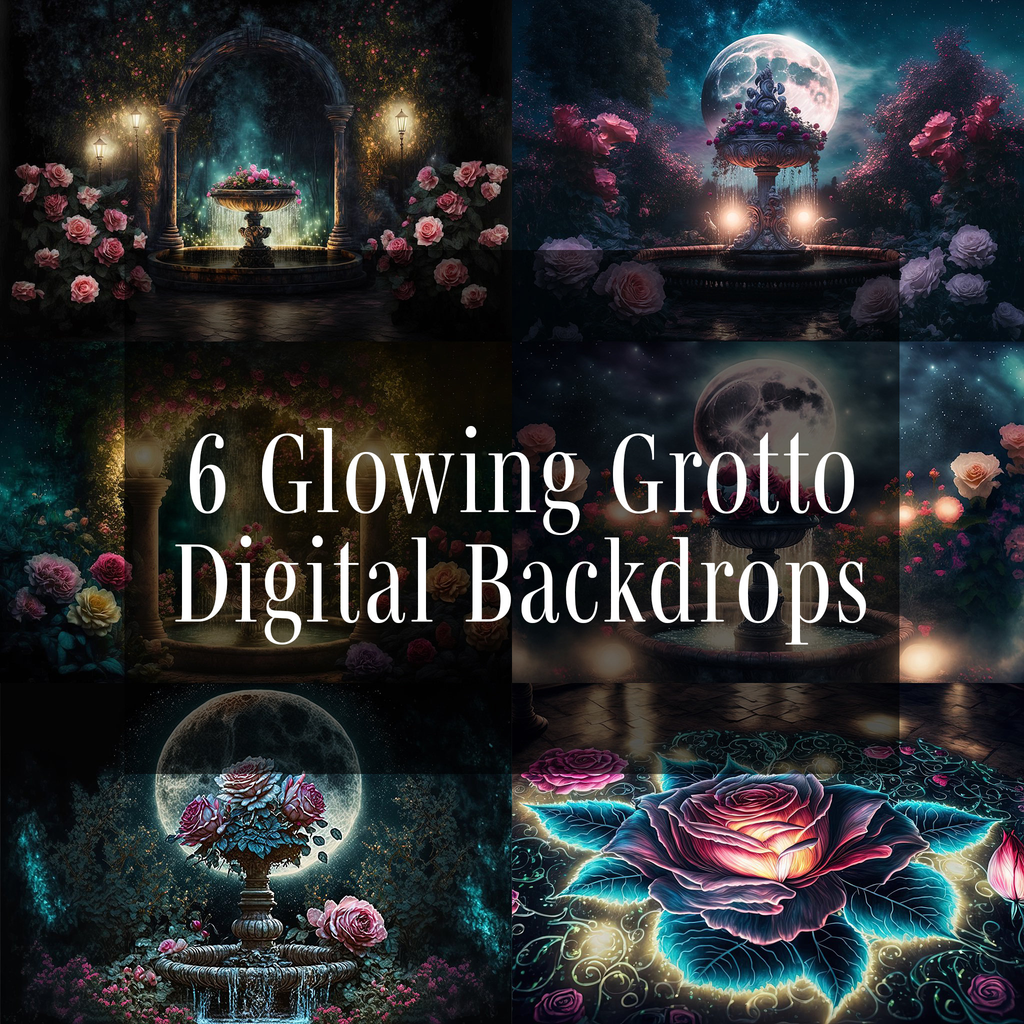 Glowing Grottos Digital Backdrops, Portrait Backdrop Overlays, Studio ...
