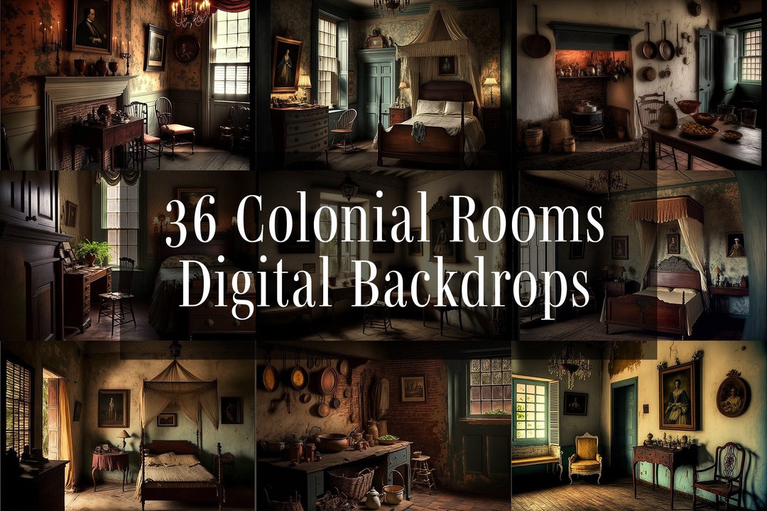 Colonial Rooms Digital Backdrops, Portrait Backdrop Overlays, Studio ...