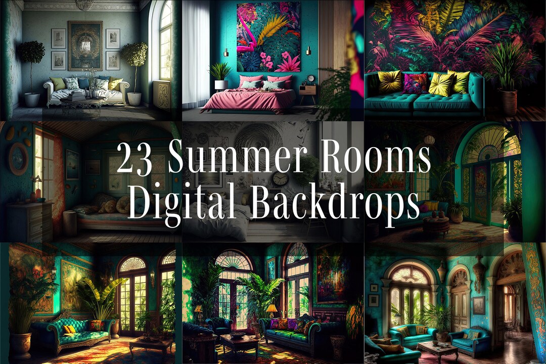 Summer Rooms Digital Backdrops, Portrait Backdrop Overlays, Studio ...