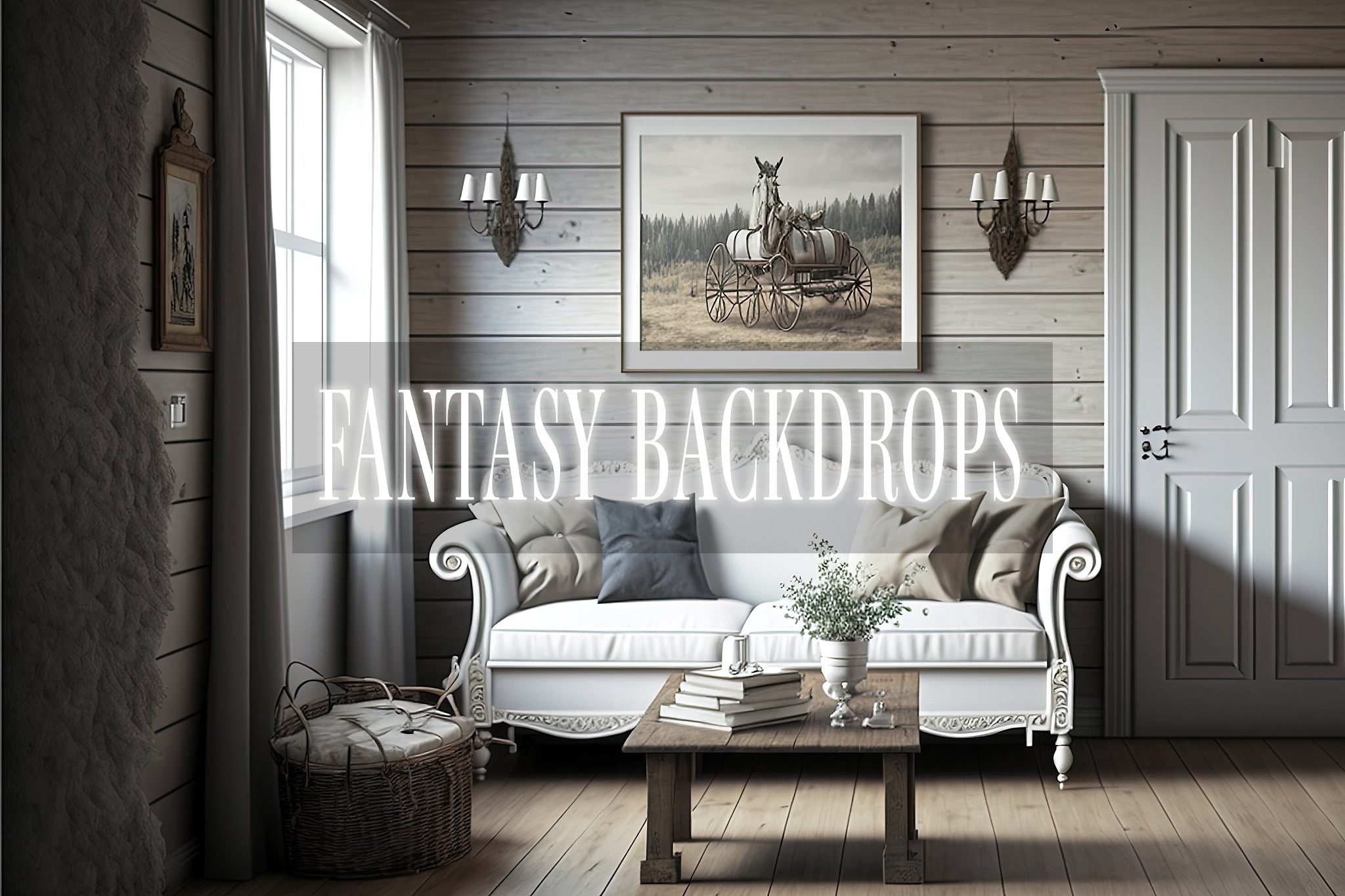 Light Rustic Rooms Digital Backdrops, Portrait Backdrop Overlays ...