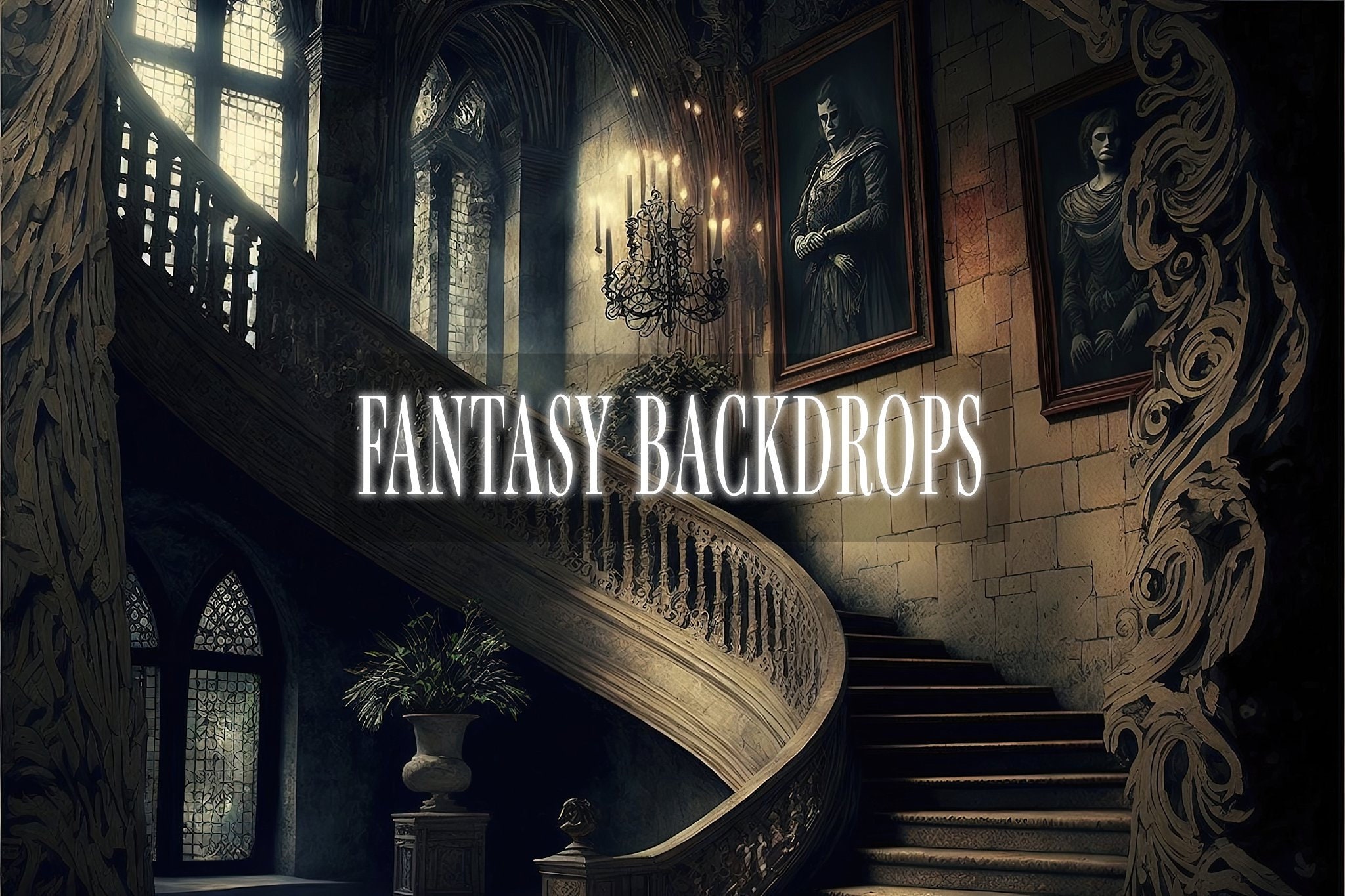 Wizarding Staircases Digital Backdrops, Portrait Backdrop Overlays ...
