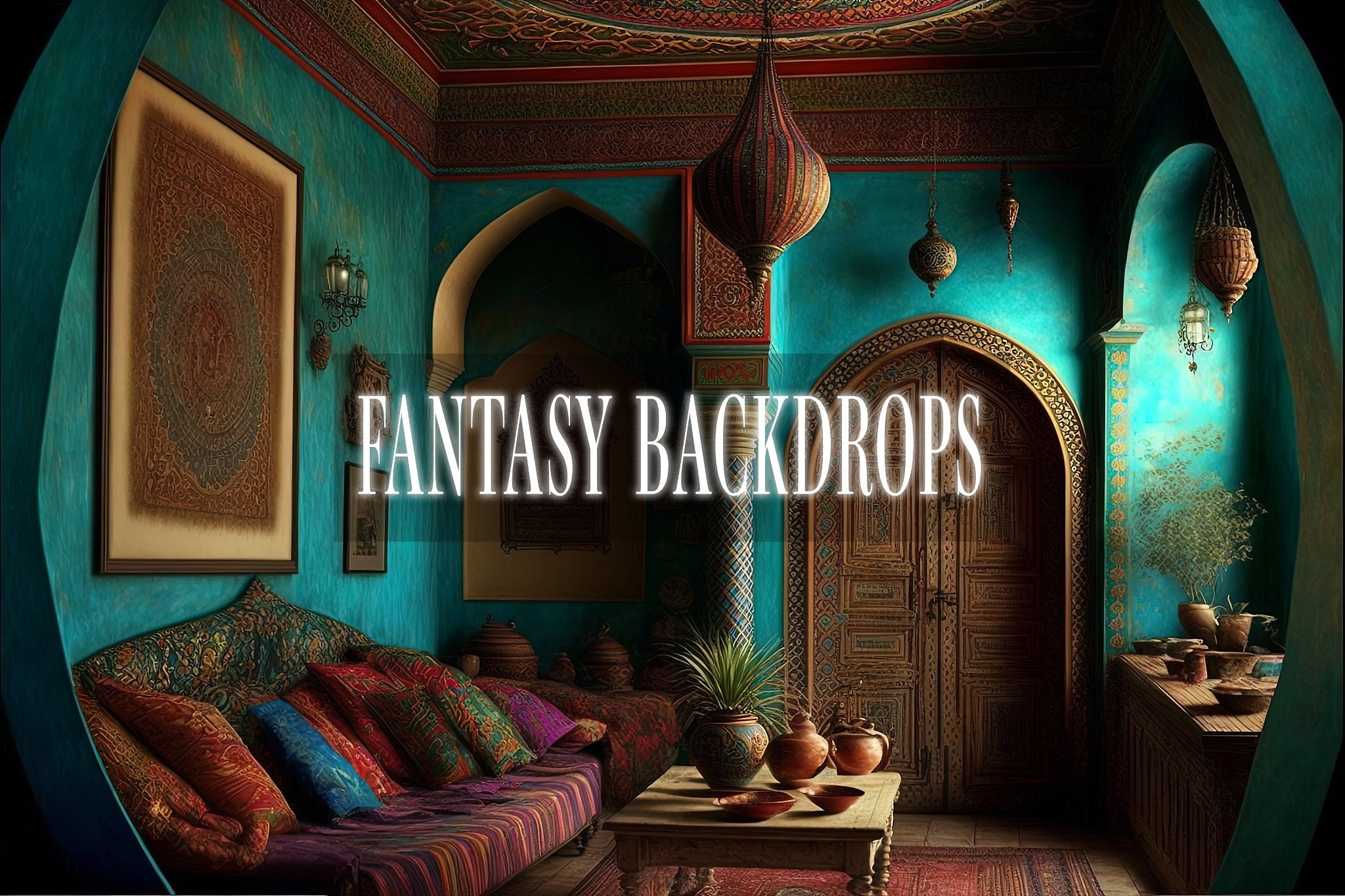 Middle Eastern Rooms Digital Backdrops, Portrait Backdrop Overlays ...