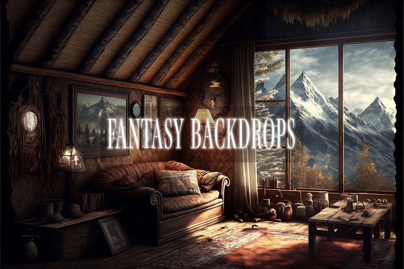 Mountain Cabin Digital Backdrops, Portrait Backdrop Overlays, Studio ...