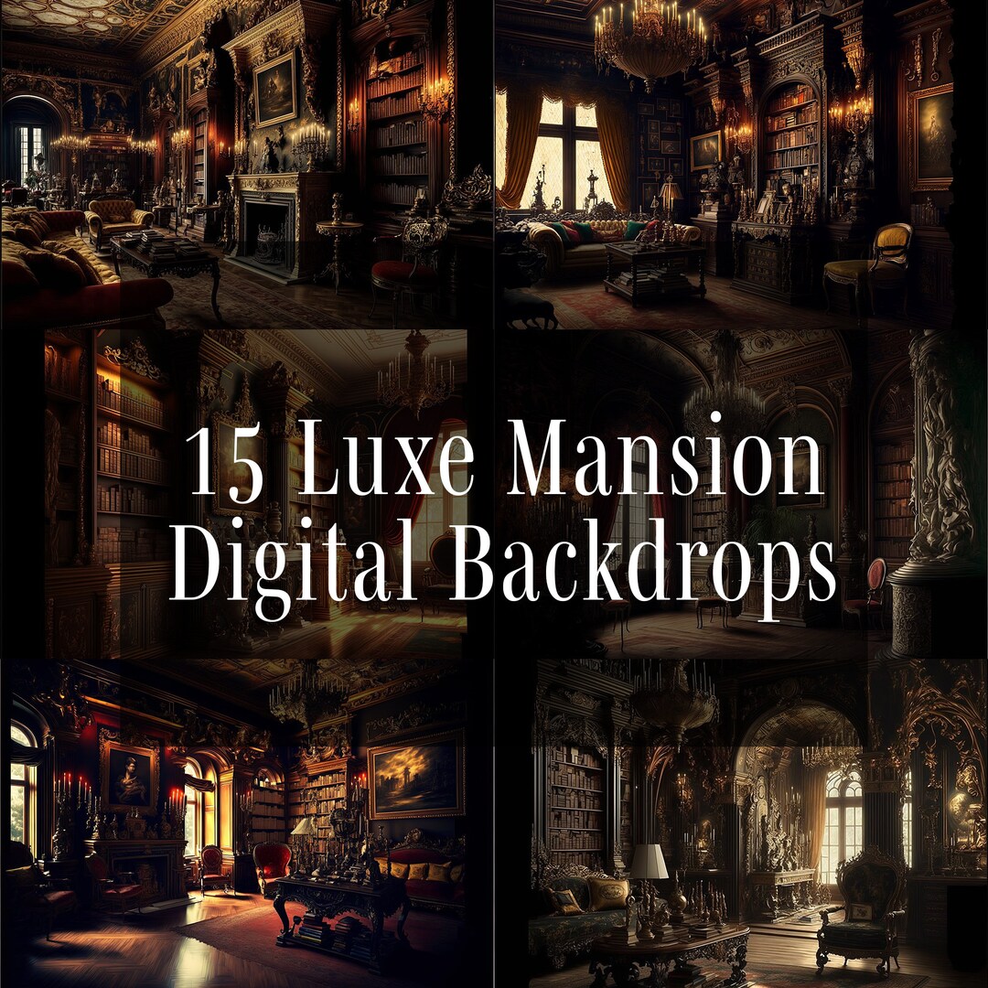 Luxe Mansions Dark Digital Backdrops, Portrait Backdrop Overlays ...