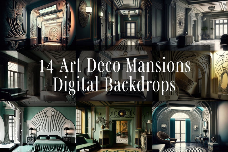 Art Deco Mansions Digital Backdrops, Portrait Backdrop Overlays, Studio ...
