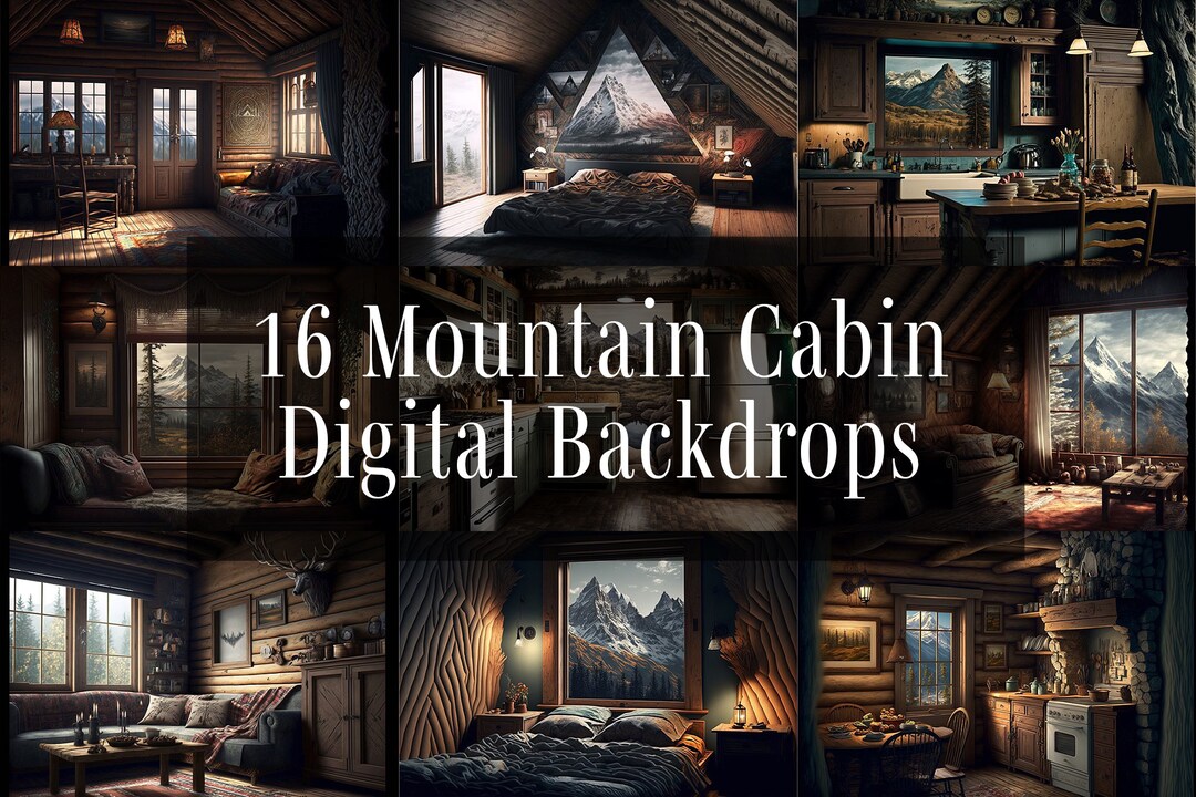 Mountain Cabin Digital Backdrops, Portrait Backdrop Overlays, Studio ...