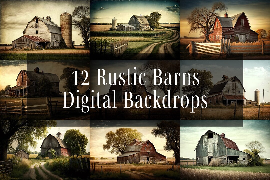 Rustic Barns Digital Backdrops, Portrait Backdrop Overlays, Studio ...