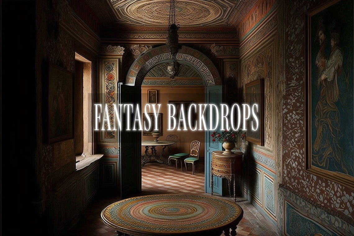 Mediterranean Rooms Digital Backdrops, Portrait Backdrop Overlays ...