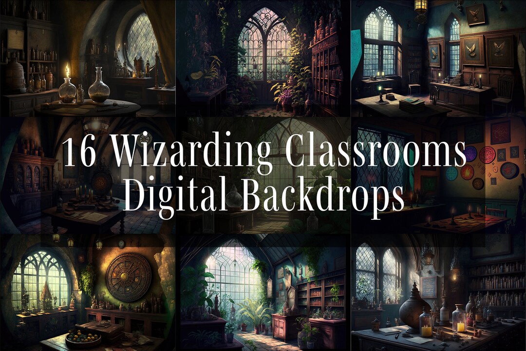 Wizarding Classrooms Digital Backdrops, Portrait Backdrop Overlays ...