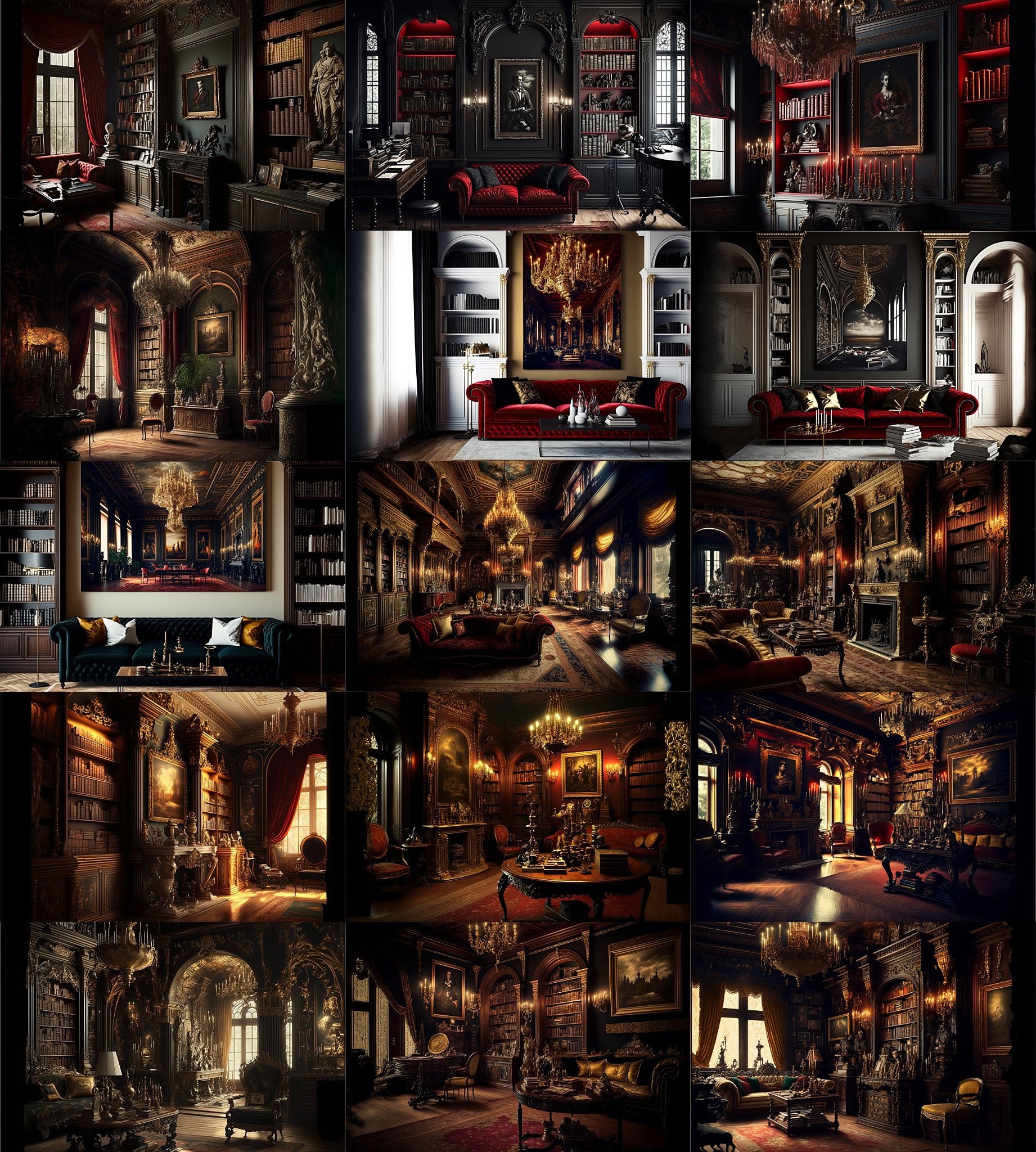 Luxe Mansions Dark Digital Backdrops, Portrait Backdrop Overlays ...