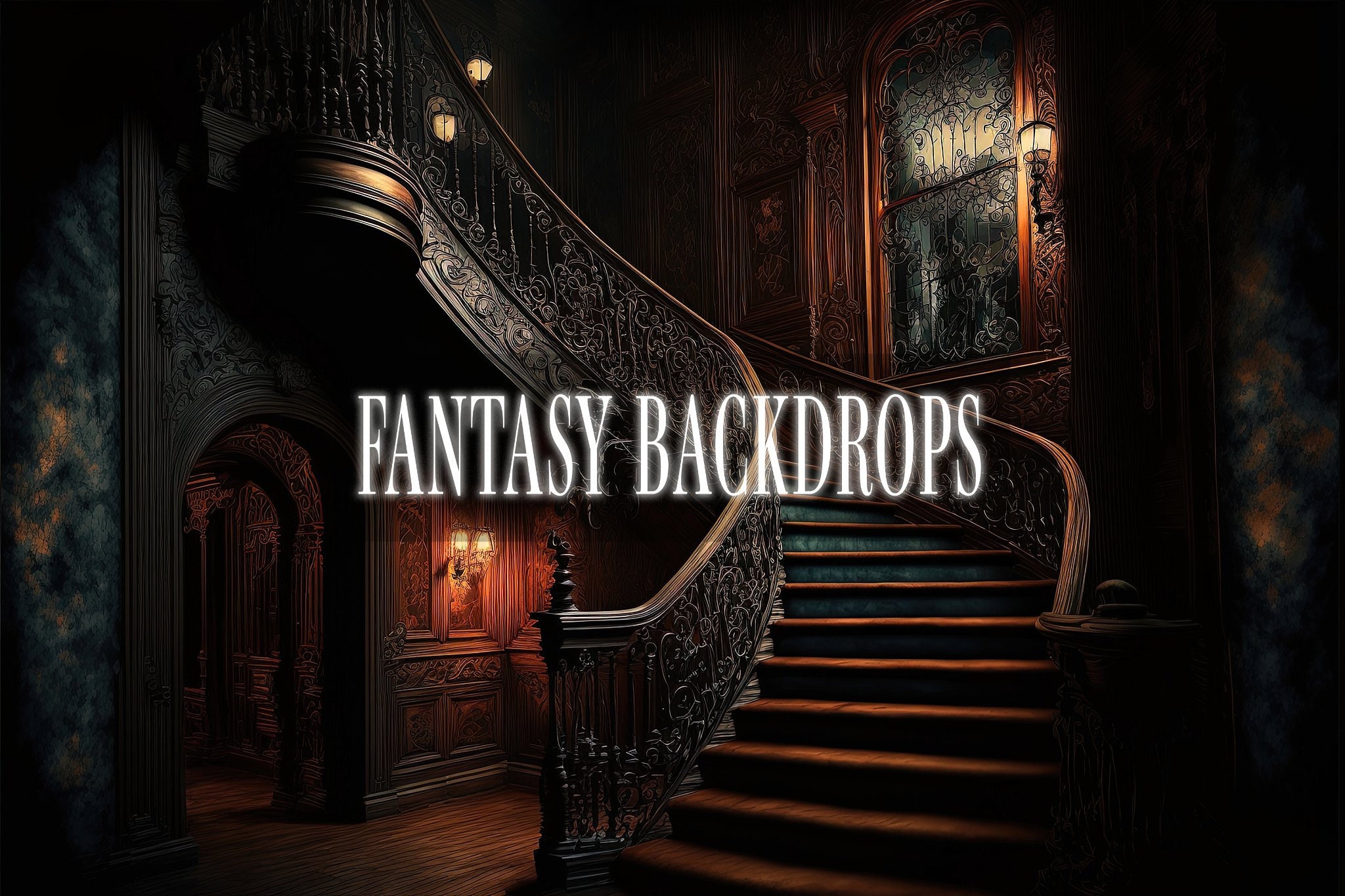 Mansion Staircases Digital Backdrops, Portrait Backdrop Overlays ...