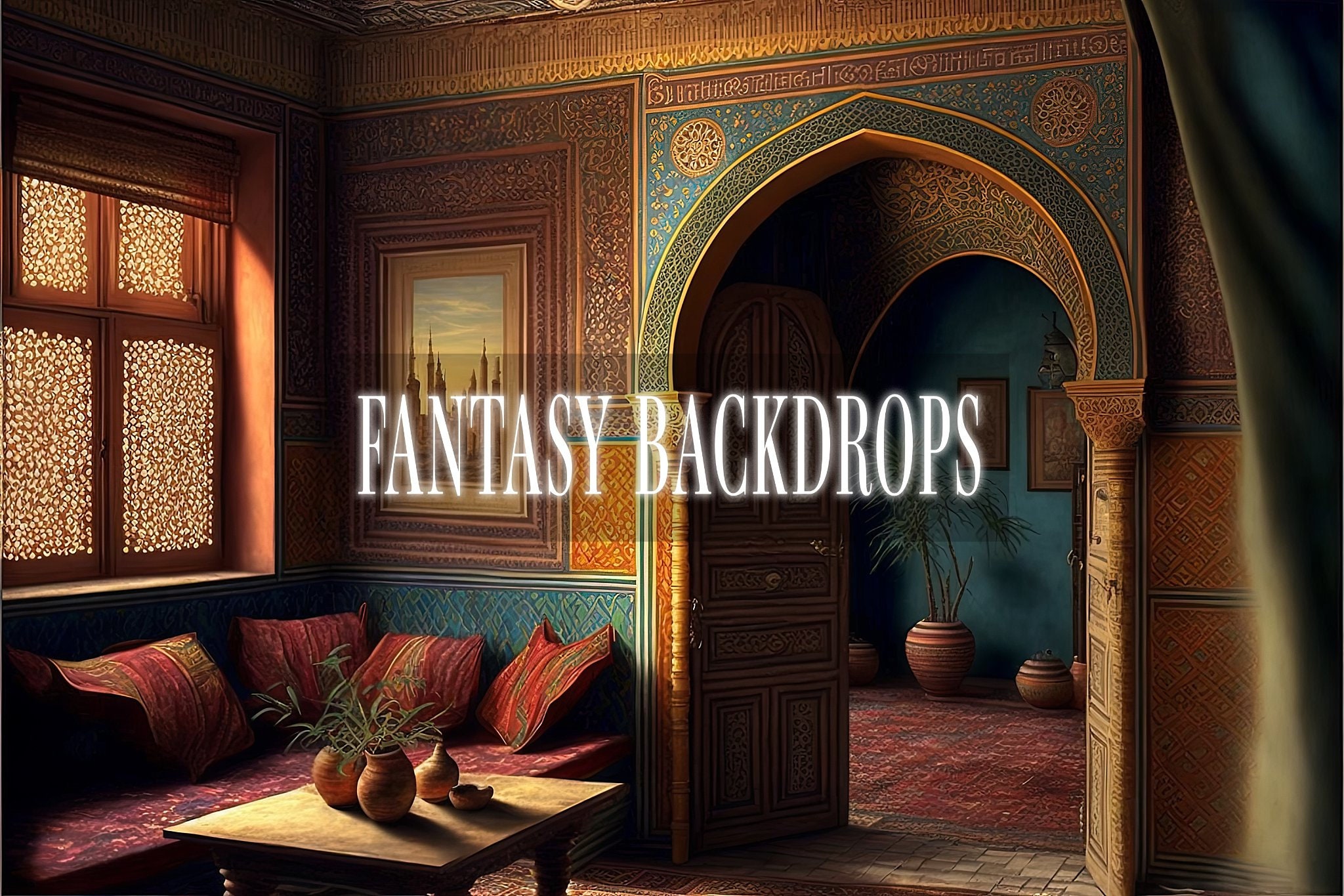 Middle Eastern Rooms Digital Backdrops, Portrait Backdrop Overlays ...
