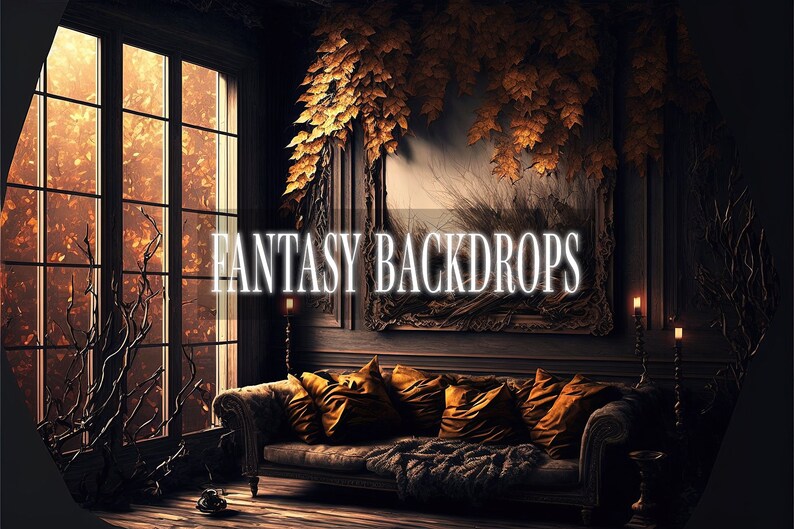 Autumn Rooms Digital Backdrops, Portrait Backdrop Overlays, Studio ...