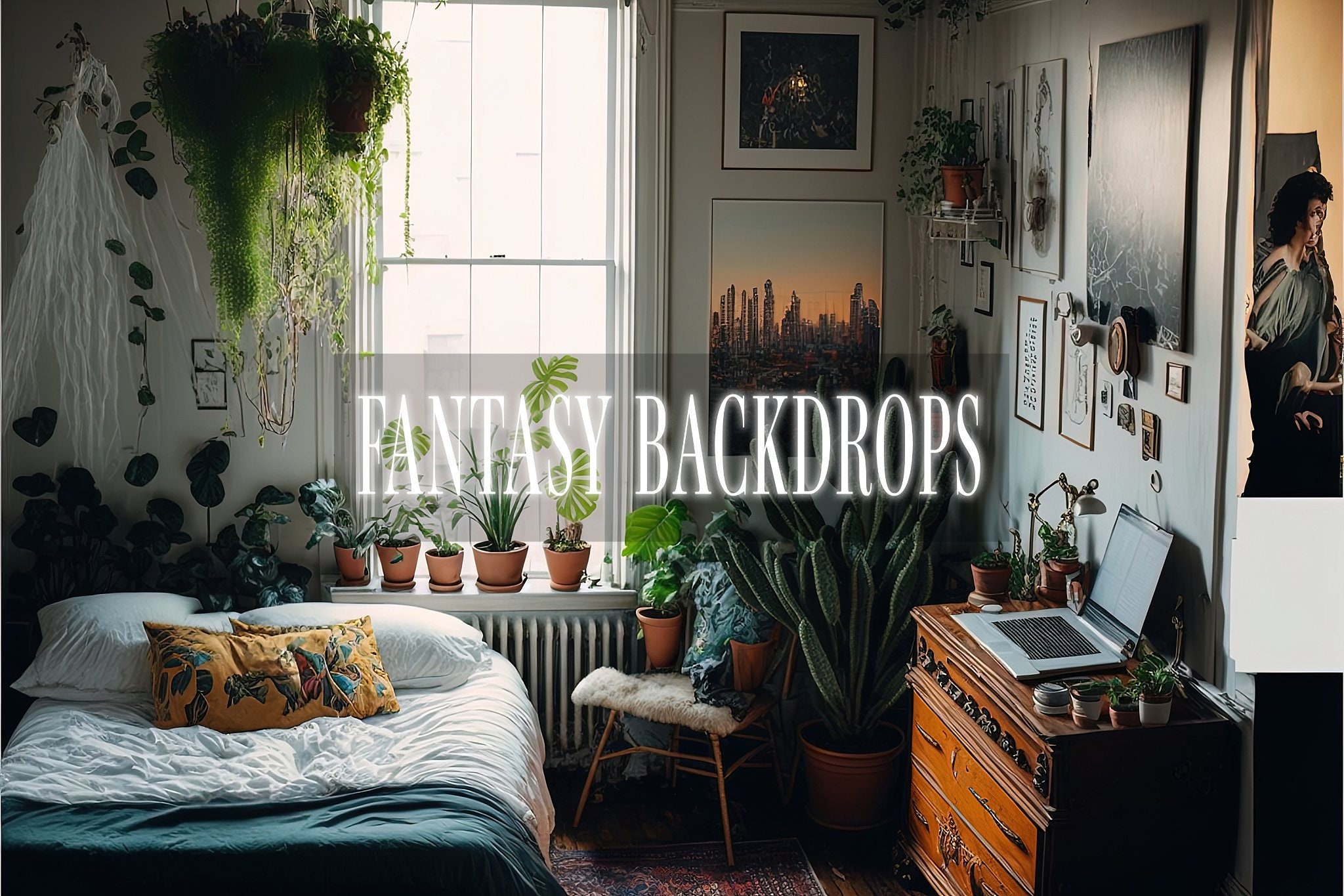 Rugged Urban Rooms Digital Backdrops, Portrait Backdrop Overlays ...