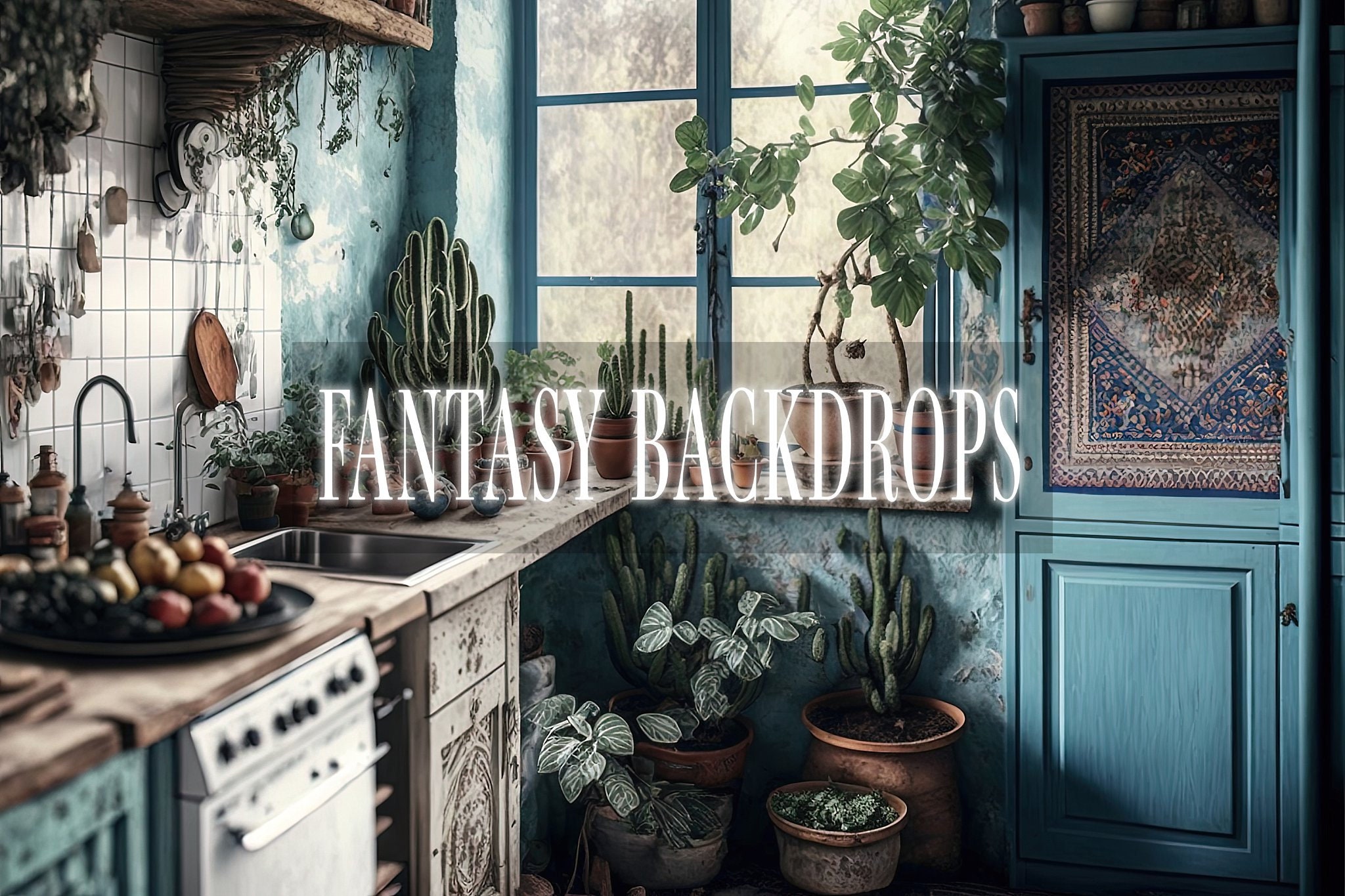 Boho Kitchens Digital Backdrops, Portrait Backdrop Overlays, Studio ...