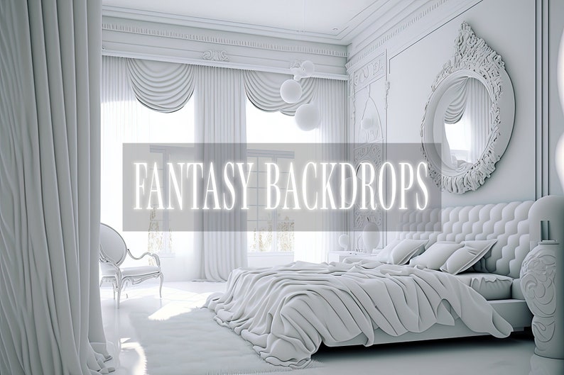 GLAM White Rooms Digital Backdrops, Portrait Backdrop Overlays, Studio ...