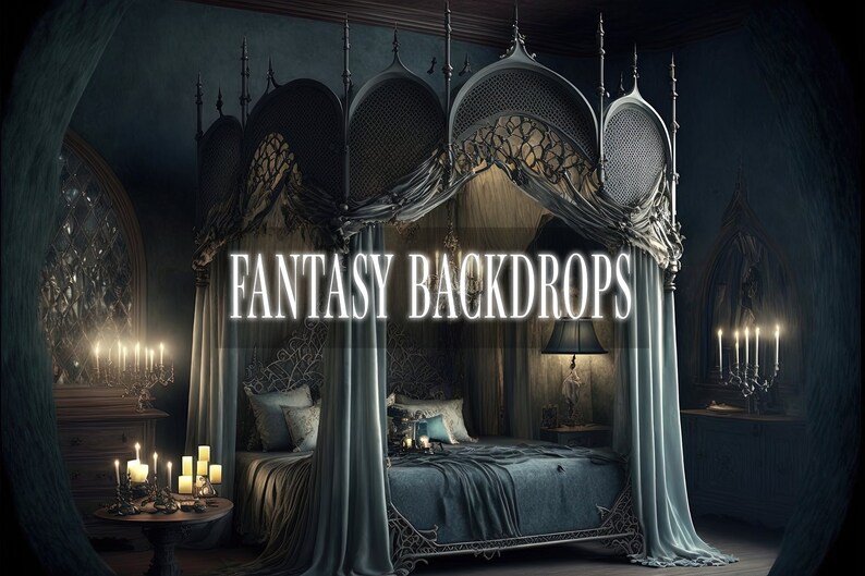 Gothic Canopy Beds Digital Backdrops, Portrait Backdrop Overlays ...