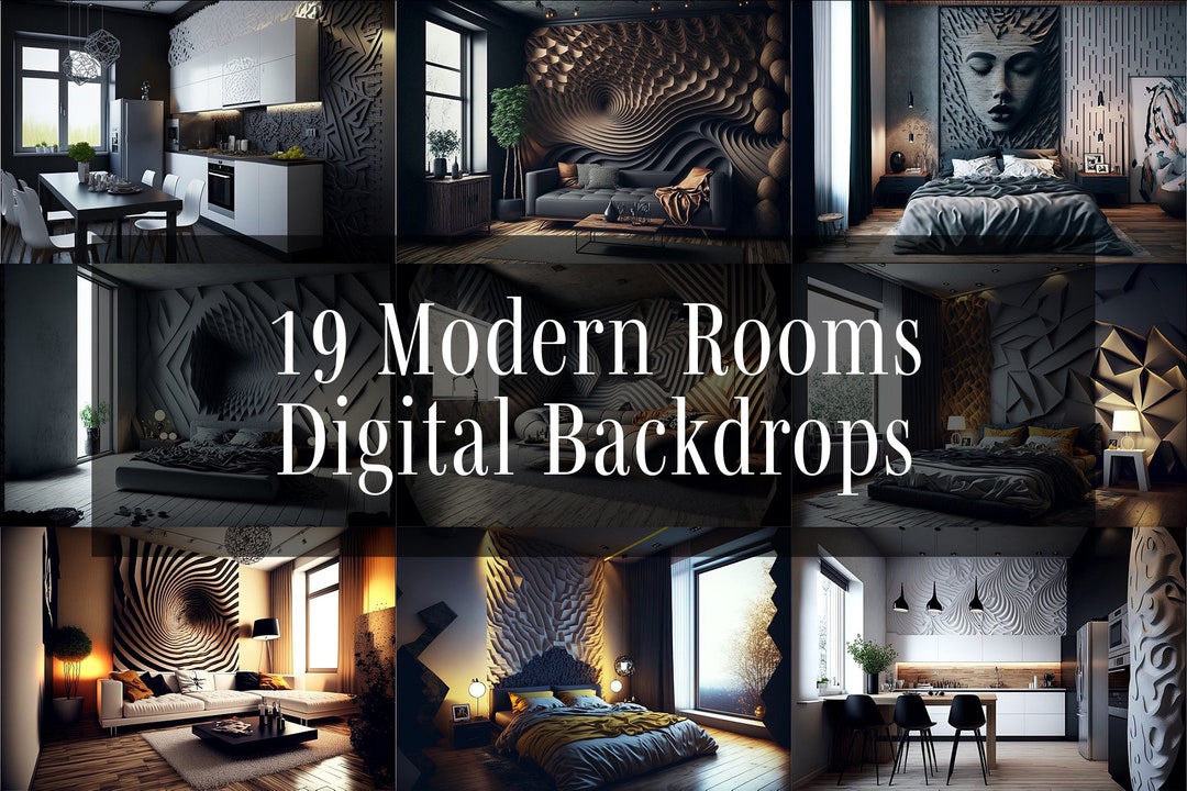 Modern Rooms Digital Backdrops, Portrait Backdrop Overlays, Studio ...