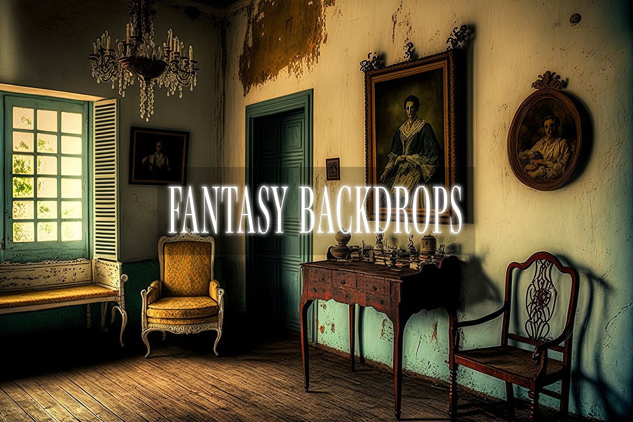 Colonial Rooms Digital Backdrops, Portrait Backdrop Overlays, Studio ...