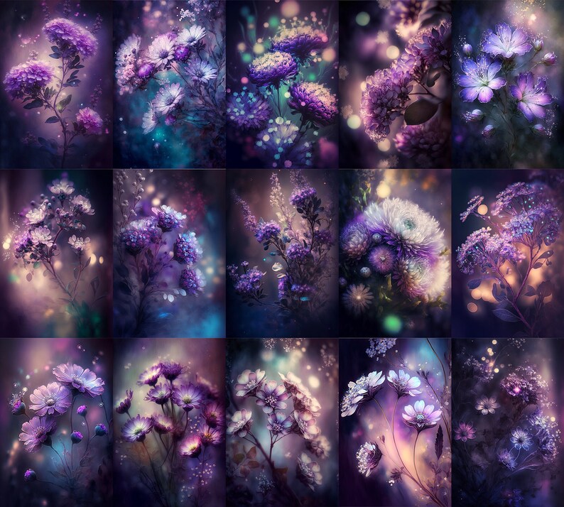 Purple Florals Digital Backdrops, Portrait Backdrop Overlays, Studio ...