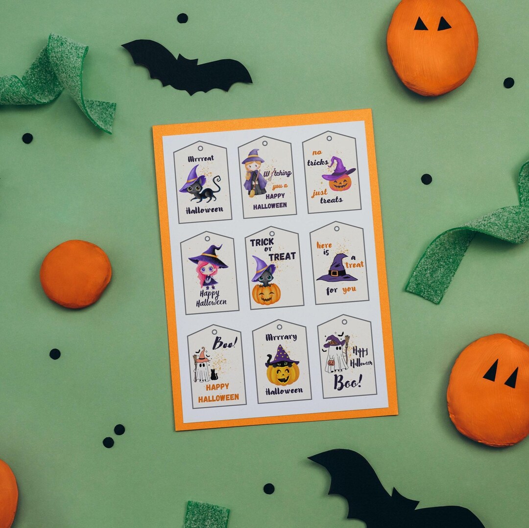 Halloween Gift Tags, Trick or Treat, Ghost, Witch (PDF, PNG, JPG) - Etsy