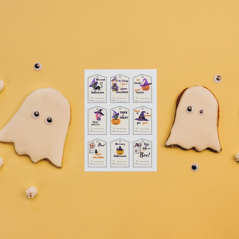 Halloween Gift Tags, Trick or Treat, Ghost, Witch (PDF, PNG, JPG) - Etsy