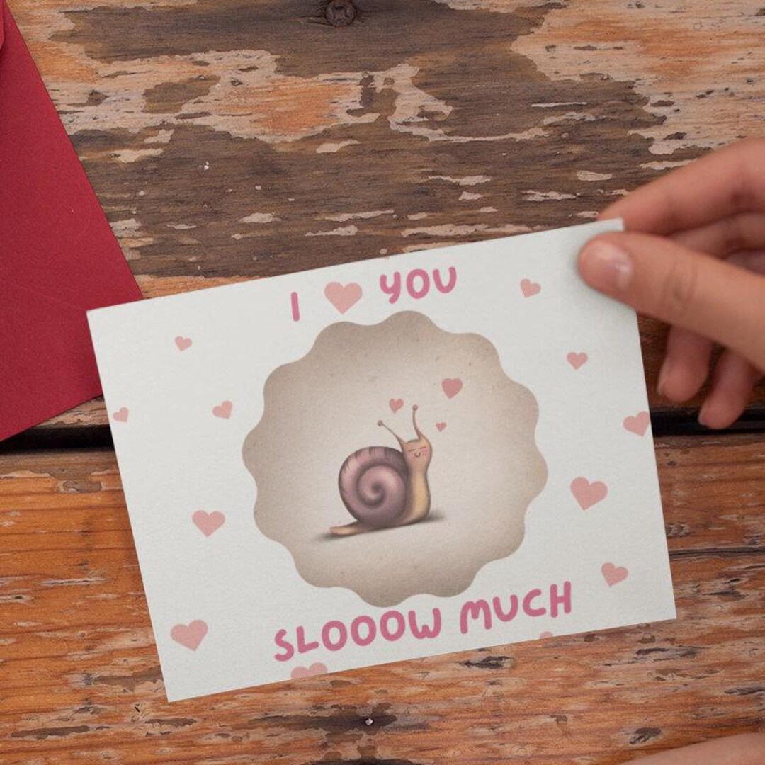 Funny Snail Valentine's Day Card for Kids (PDF) - Etsy