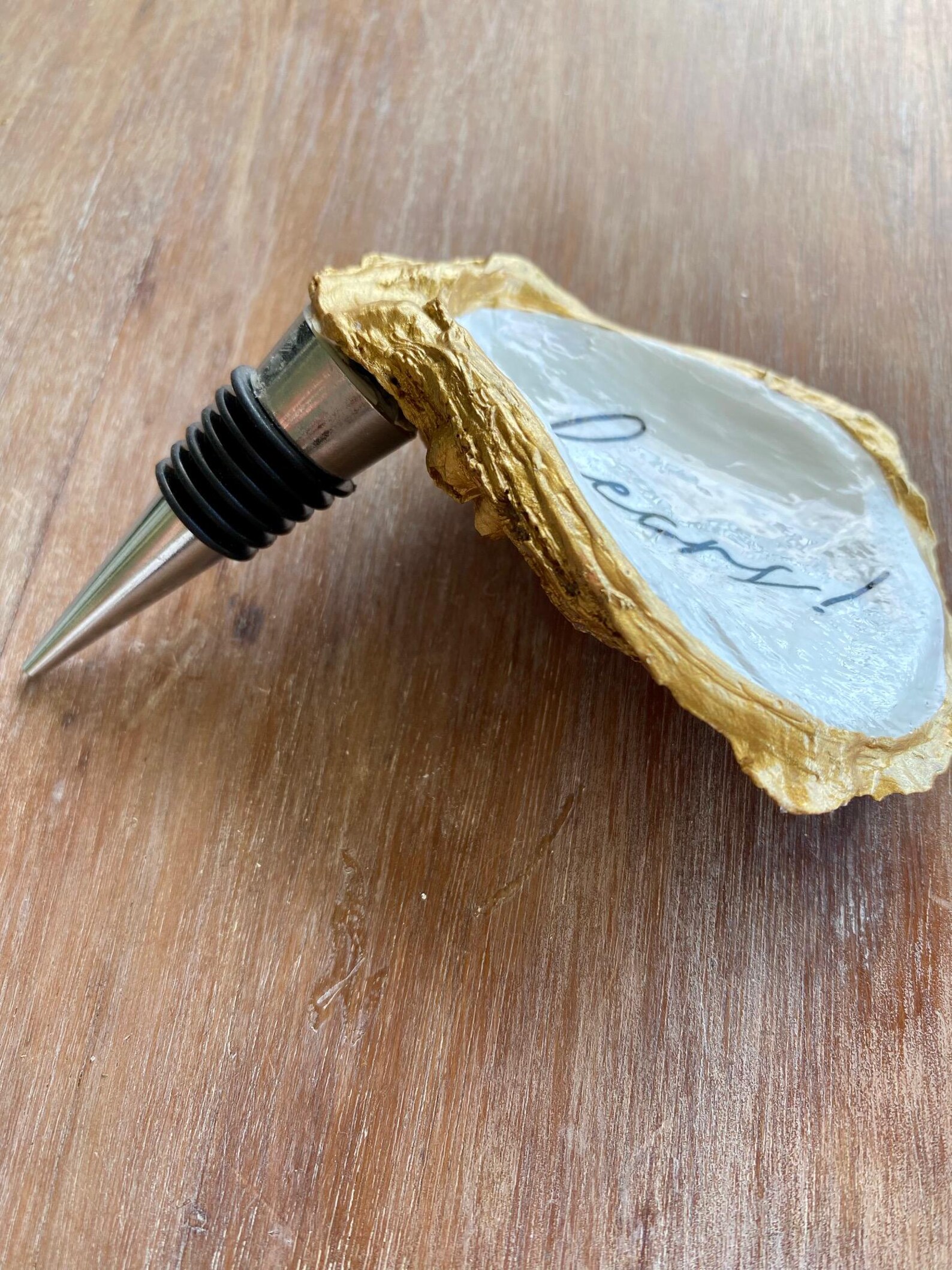 Custom Oyster Shell Wine Cork: Hand-painted Coastal Gift - Etsy