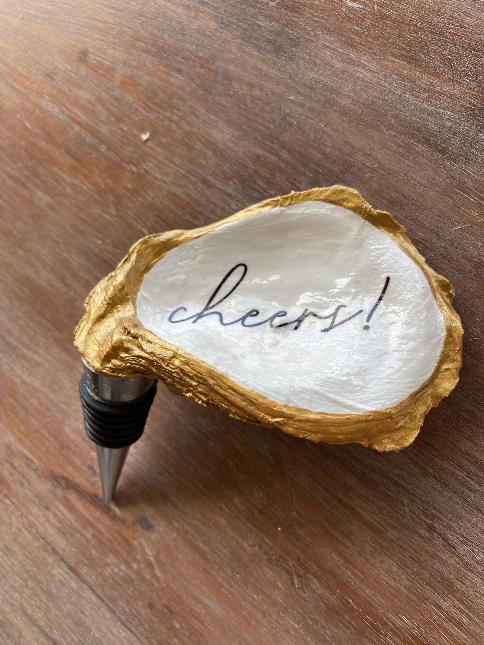 Custom Oyster Shell Wine Cork: Hand-painted Coastal Gift - Etsy